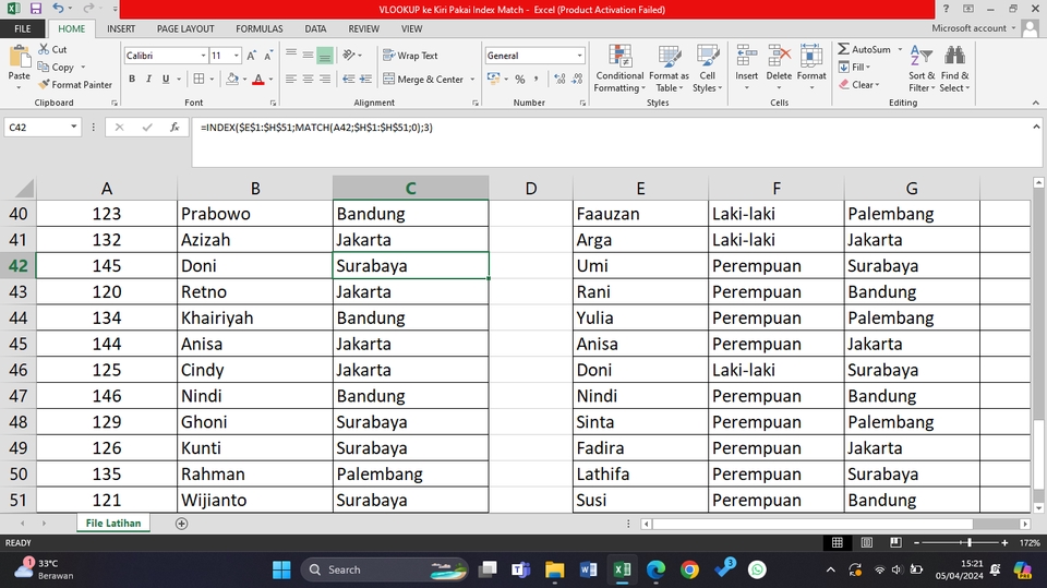 JASA ENTRY DATA (MICROSOFT EXCEL)