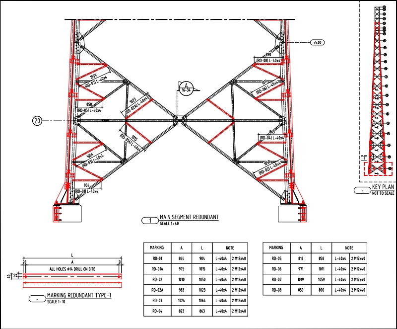 Tower Telekomunikasi, Drawing Perkuatan, Tower BTS, As Plan Drawing