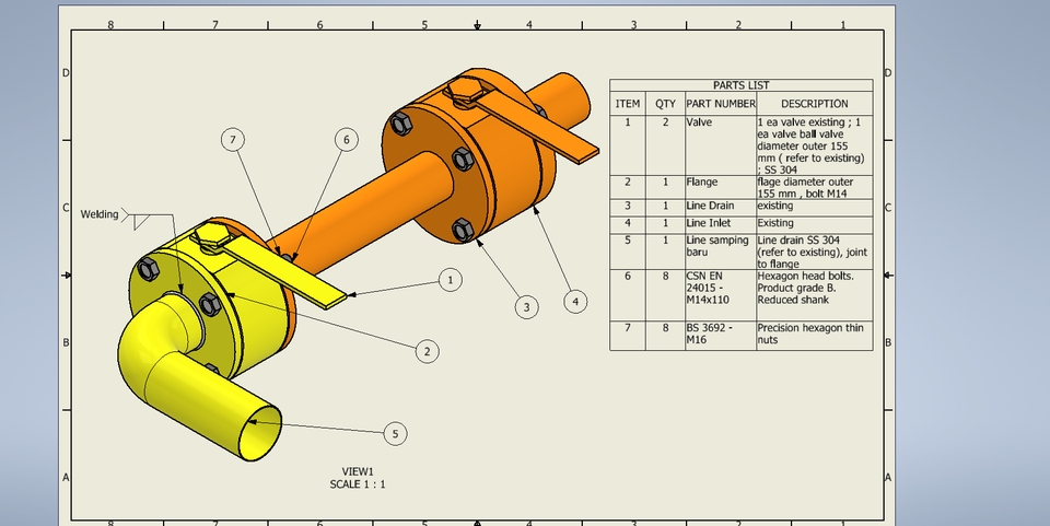 drawing 3D dengan menggunakan autodesk inventor 2022