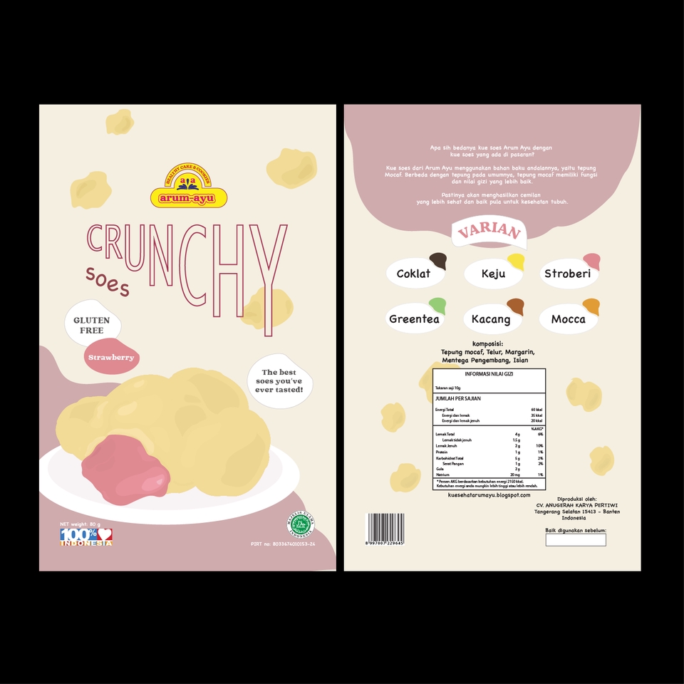 Desain label dan kemasan box, standing pouch, plastic clip, dll