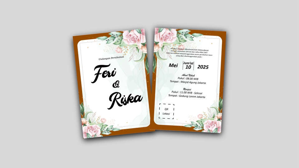 Kartu Undangan Pernikahan Digital/Print Profesional