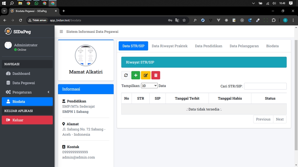 Sistem Informasi Data Pegawai
