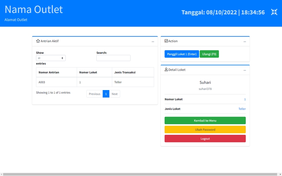 Aplikasi Sistem Antrian untuk tempat umum