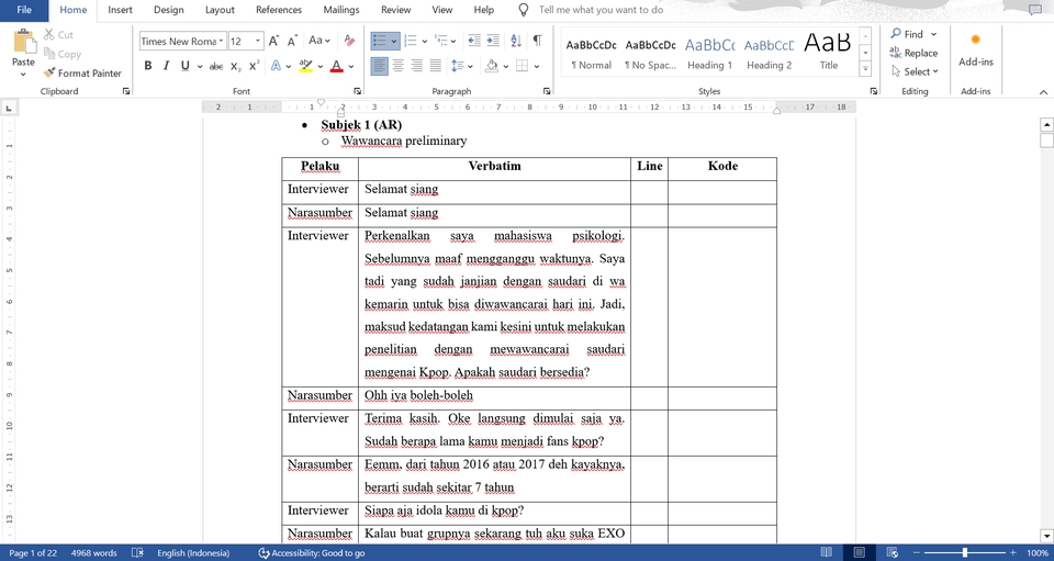 TRANSKRIP VERBATIM WAWANCARA (AUDIO/VIDEO TO TEXT) CEPAT DAN AKURAT!