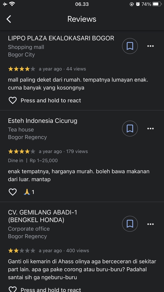 Beri review menarik dan rating 5 di Google Maps