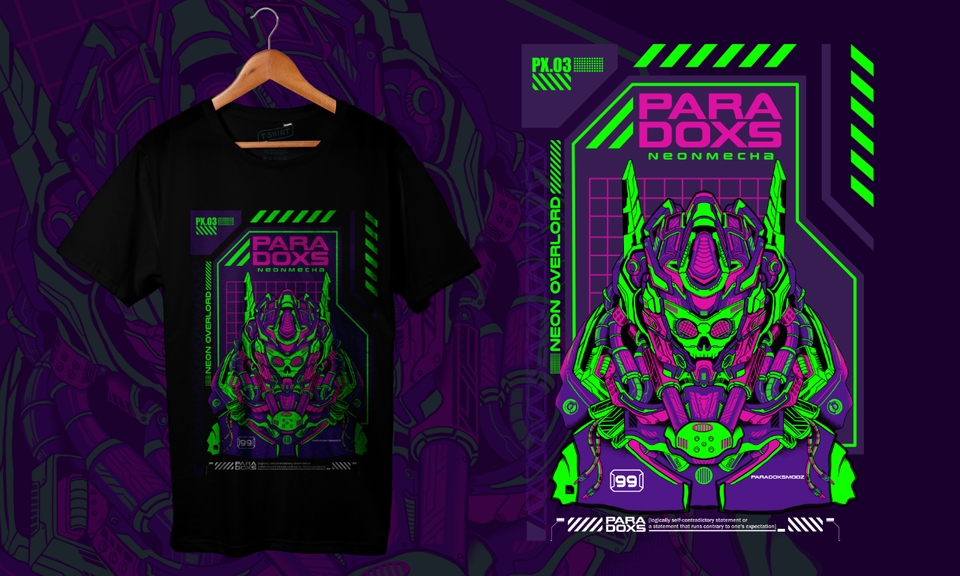 Desain Kaos bertema Robot Modern Scifi style