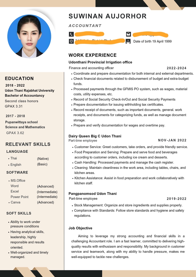Resume, CV Portfolio Thai-Eng