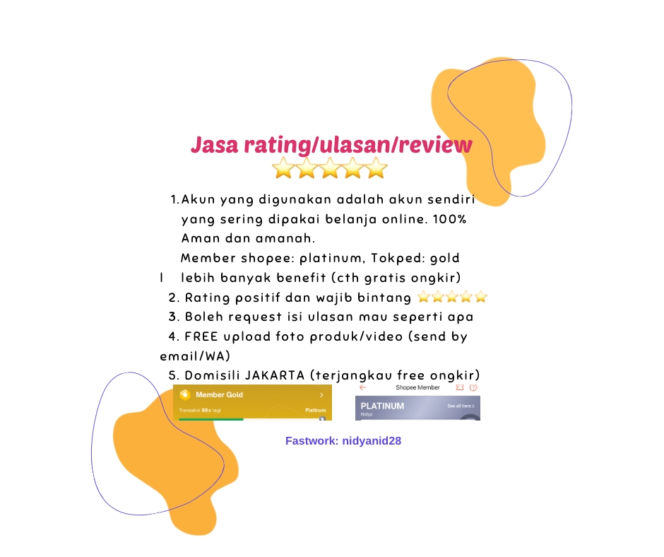 Jasa rating dan review Market place shopee dan tokopedia real account