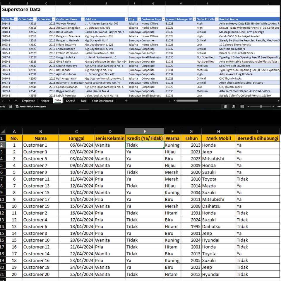 Data Entry & Process Data Excel Spreadsheet