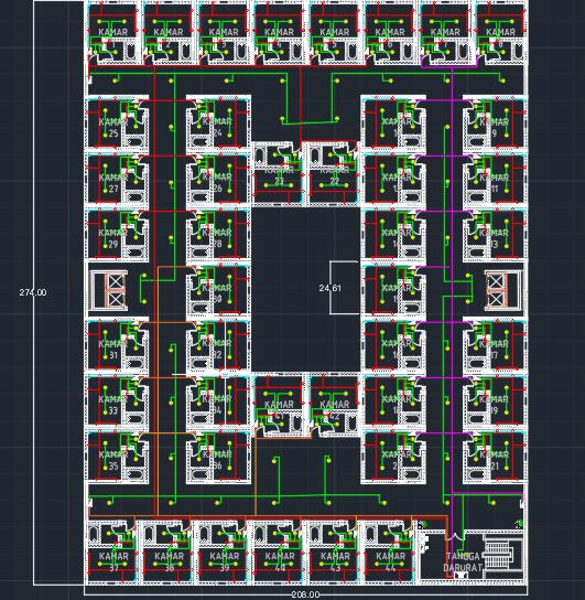 AutoCAD Drawing 2D Gambar Kerja Instalasi Listrik Hotel, Apartement ...