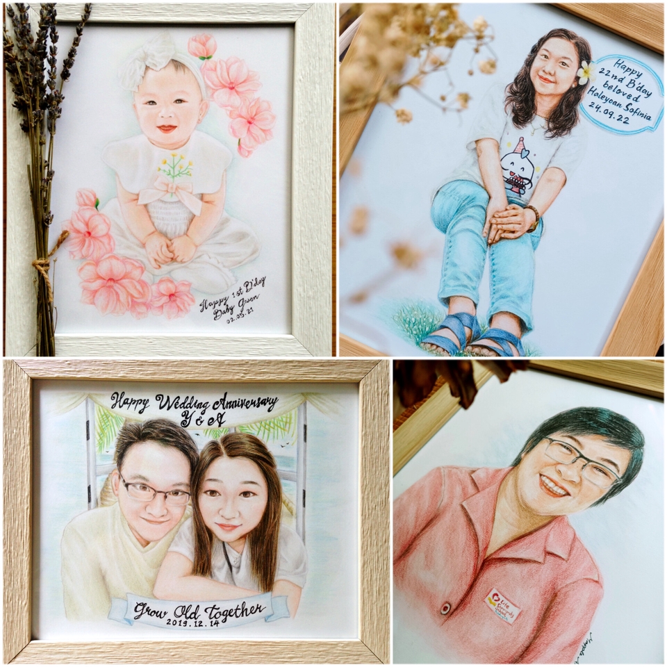 Jasa Lukis Sketsa Potret Wajah media Pensil Warna