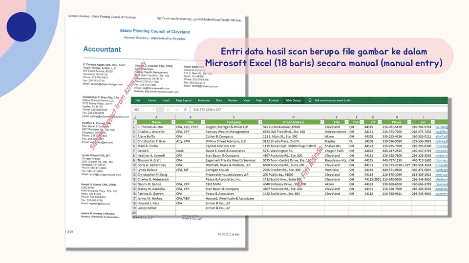 Jasa Data Entry | PDF, Gambar, Website ke Microsoft Excel, Google Sheets