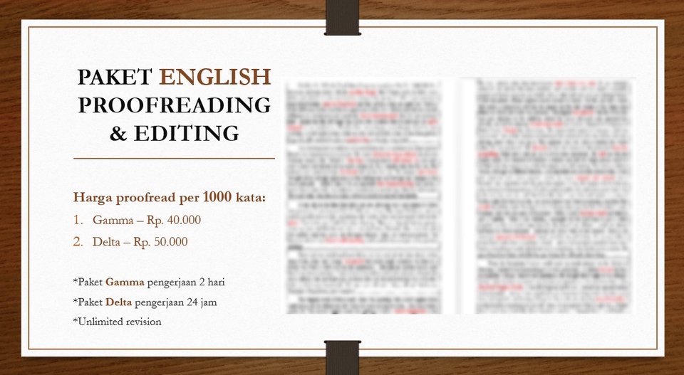 TRANSLATION (EN & ID) & ENGLISH PROOFREADING SERVICES
