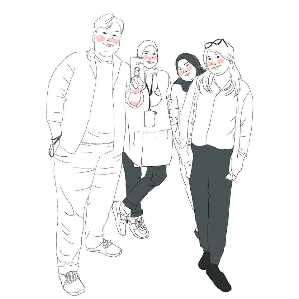 ilustrasi line art cute dan minimalis