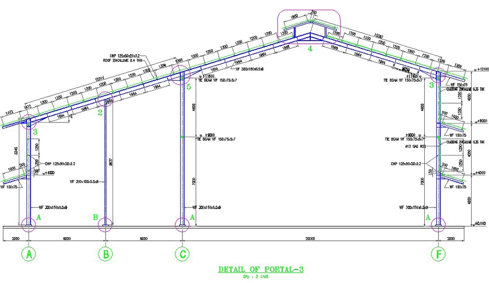 AUTOCAD - DESAIN BUILDING/TIANG ATAP