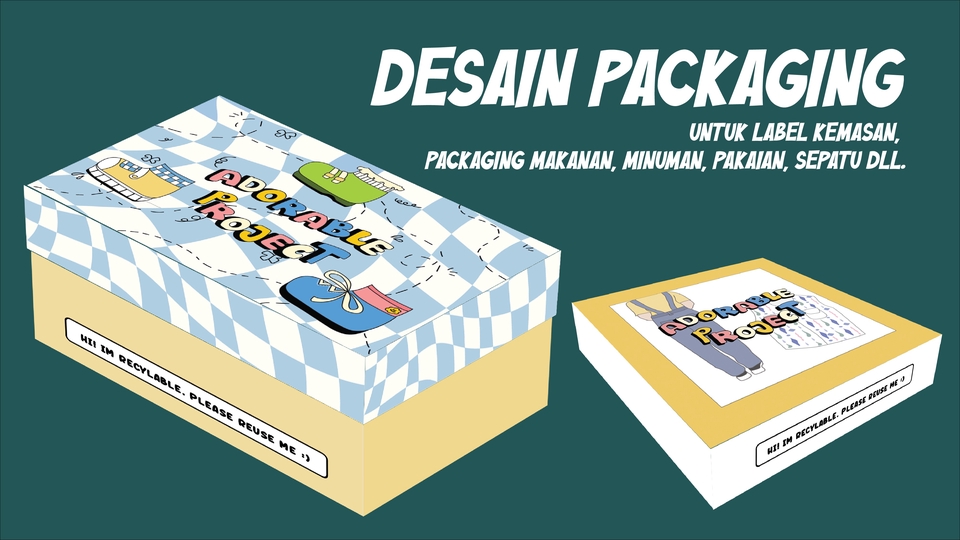 Desain label dan kemasan box, standing pouch, plastic clip, dll