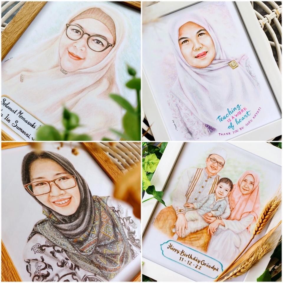 Jasa Lukis Sketsa Potret Wajah media Pensil Warna