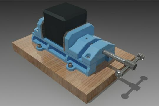 Desain CAD 2D & 3D Modeling Ragum (Bench Vise) Beserta Perhitungannya