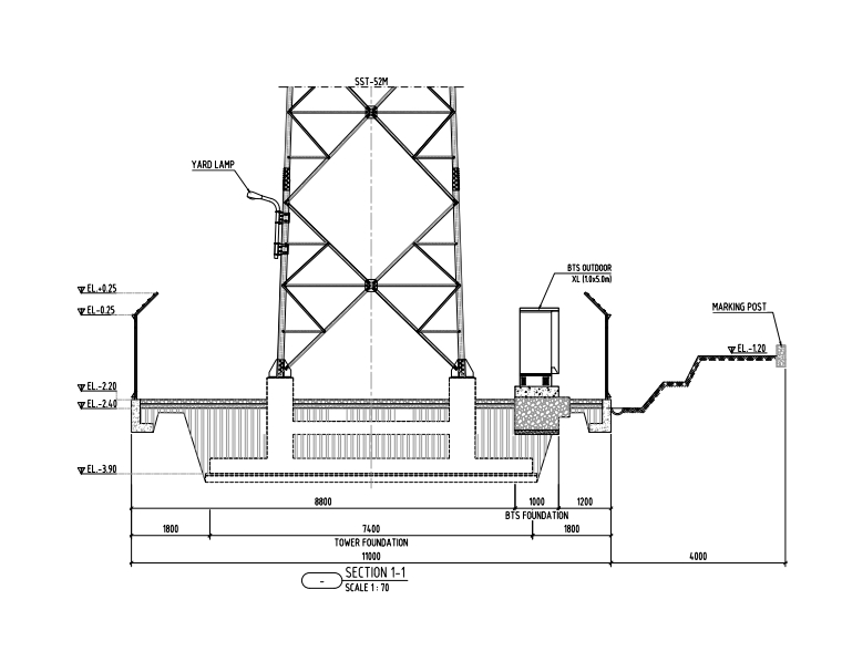 Tower Telekomunikasi, Drawing Perkuatan, Tower BTS, As Plan Drawing