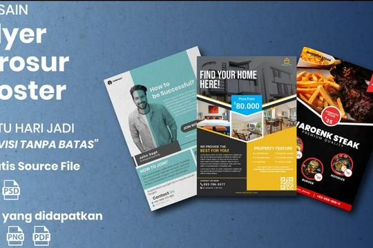 Desain Brosur, Flyer, Poster Professional Satu Hari Jadi