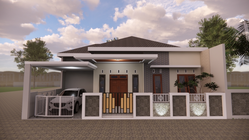 Jasa Desain Gambar Rumah 3D SketchUp dan Include Render Tampak Perspektif