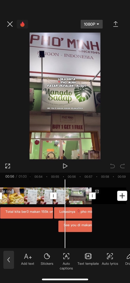 Short Video Editing Tiktok / Reels / Short Food and Lifestyles