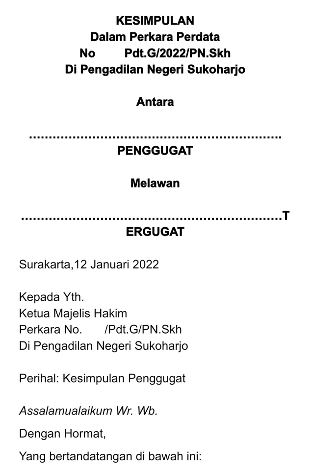 Pengerjaan Perkara Perdata di Pengadilan tingkat pertama