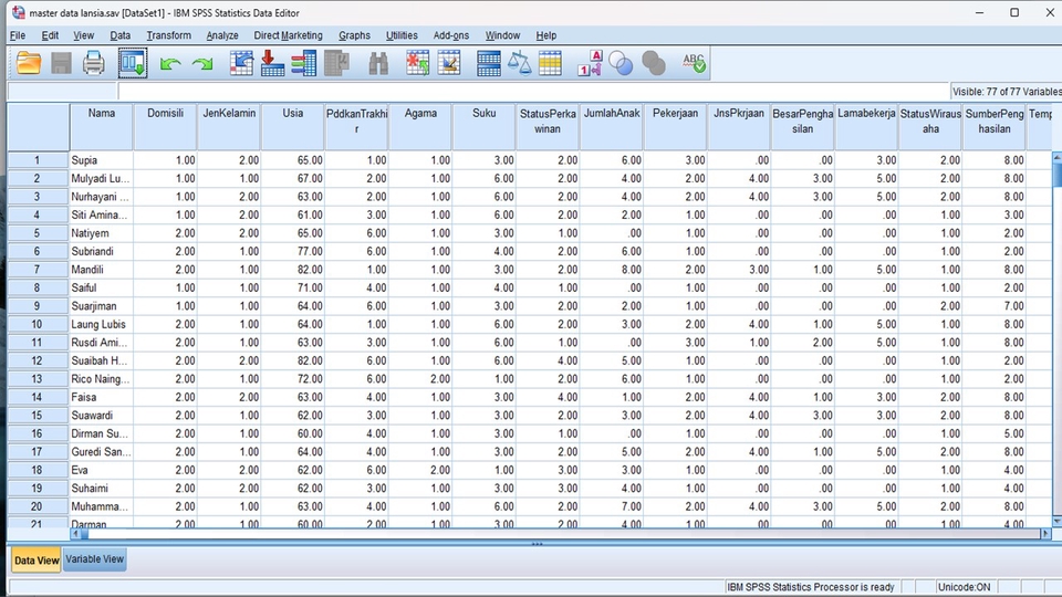 Analisis Data SPSS untuk berbagai Jenis Uji Statsitik