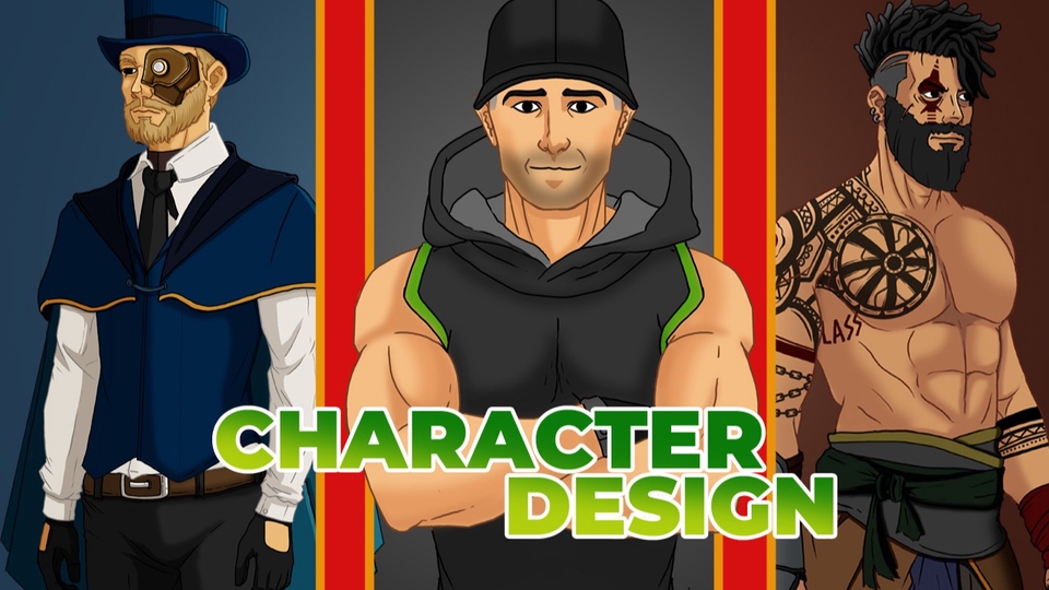 desain illustrasi karakter bertamakan anime dan kartun