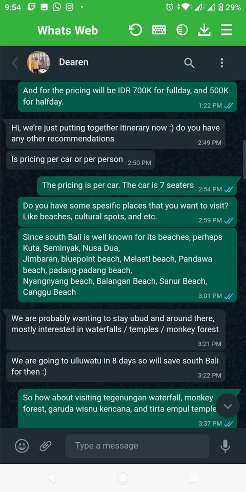 CUSTOMER SERVICE (WA/WEBSITE)