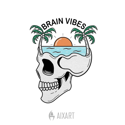 Desain kaos "brain vibes"