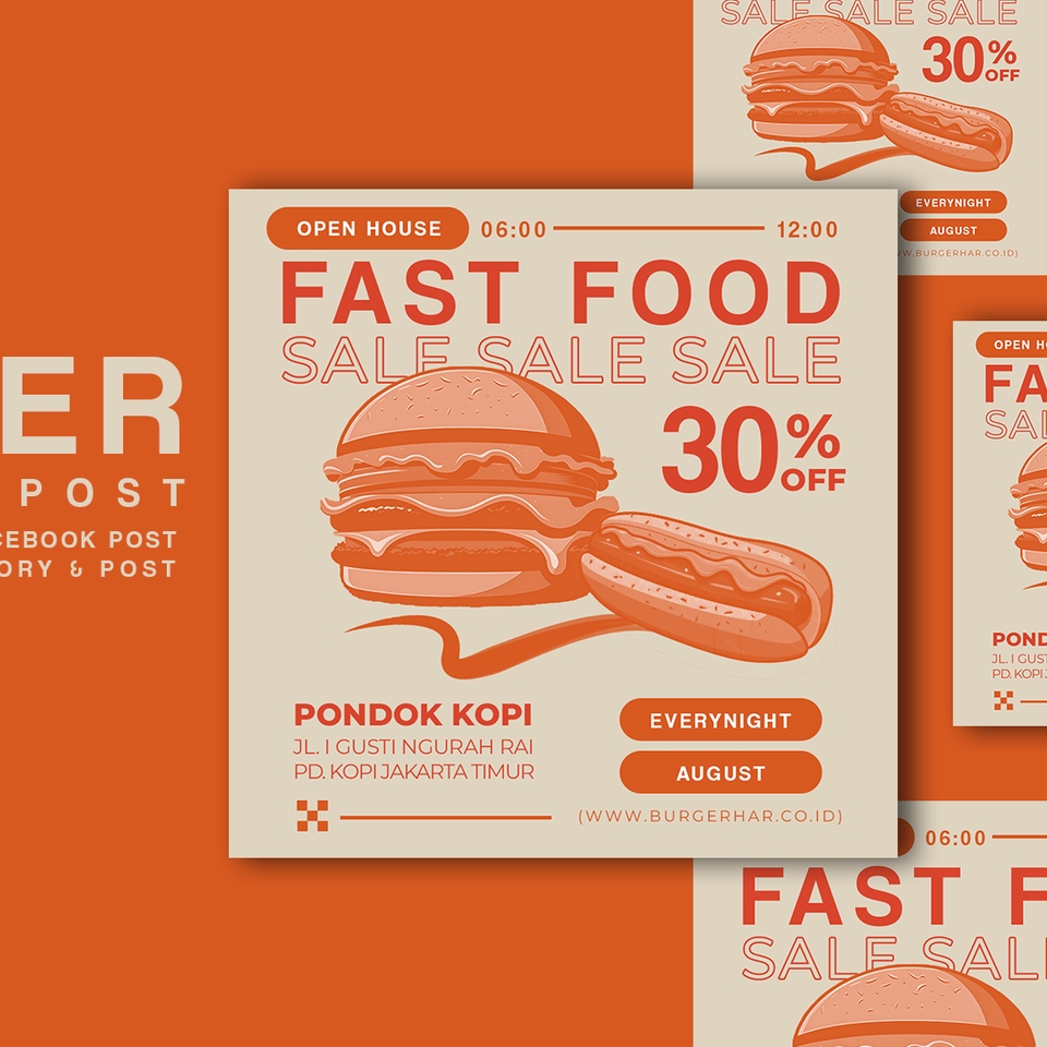 Desain Banner Restoran/Perusahaan dengan Gaya Modern-Minimalis