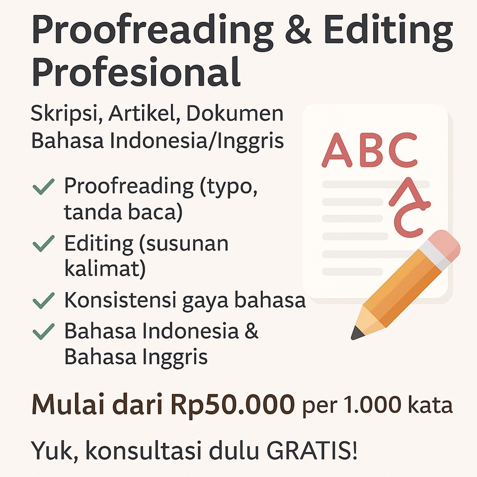 Proofreading & Editing Profesional – Skripsi, Artikel, Dokumen Bahasa Indonesia/Inggris