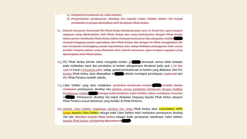 Pembuatan Draft dan Review Perjanjian Kerja Sama / Kontrak (Contract Drafting) dan Dokumen Hukum