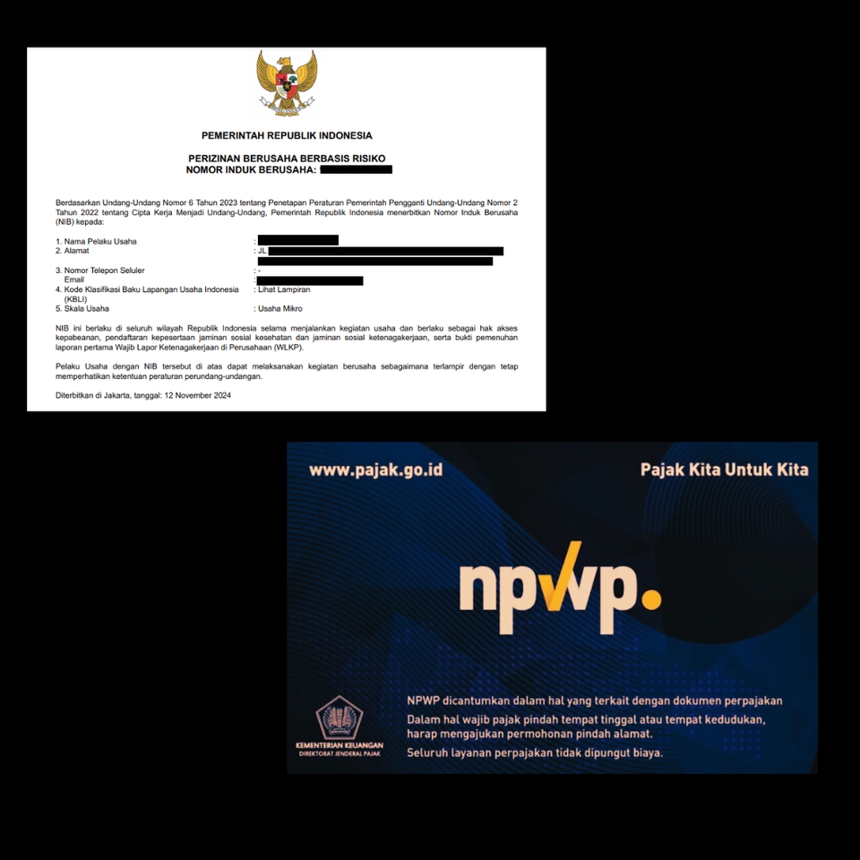 NIB, NPWP, SKU