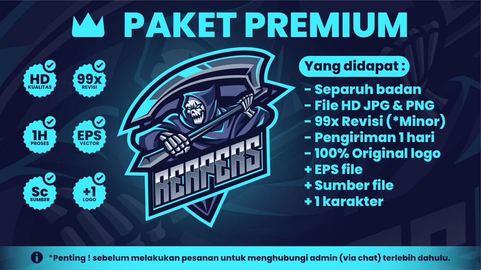 Jasa desain logo untuk tim esport atau streamer game