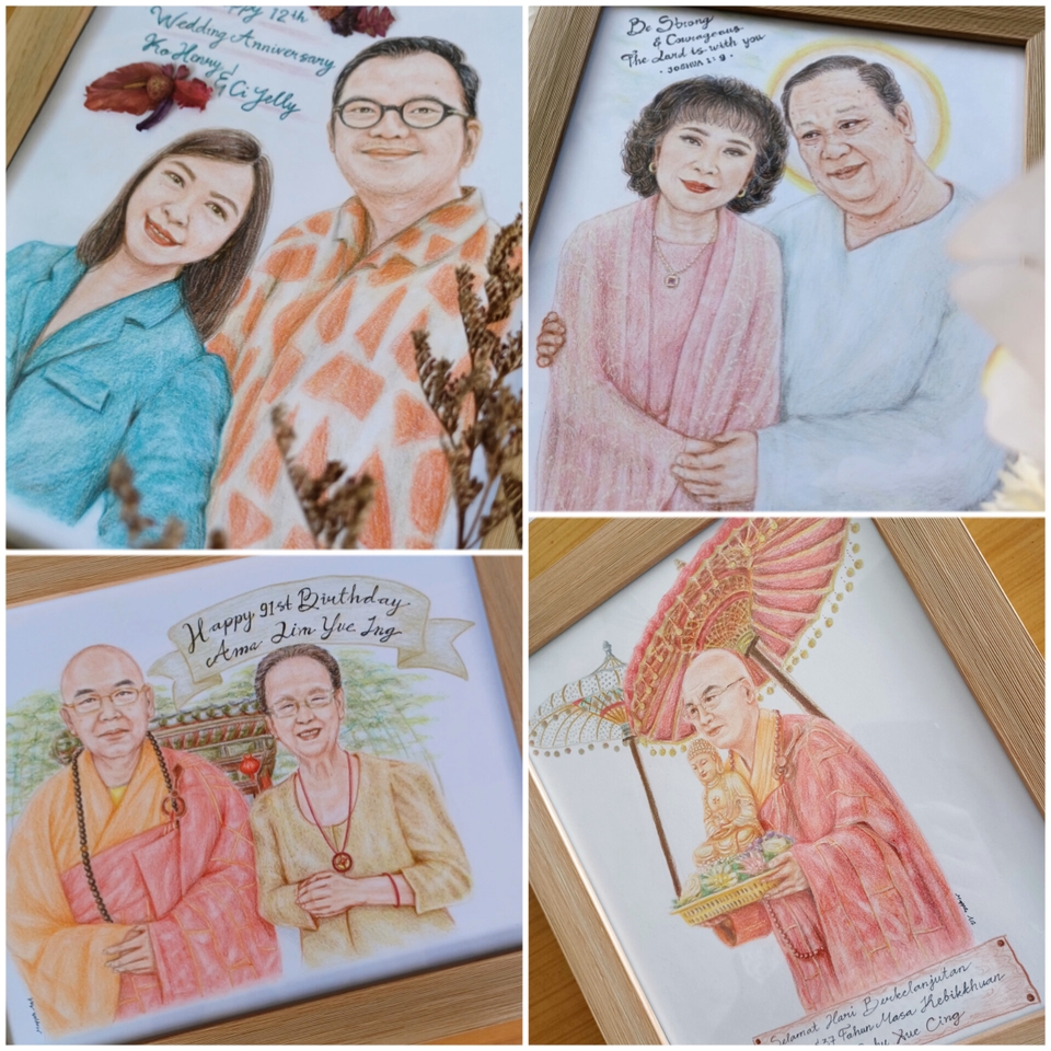 Jasa Lukis Sketsa Potret Wajah media Pensil Warna