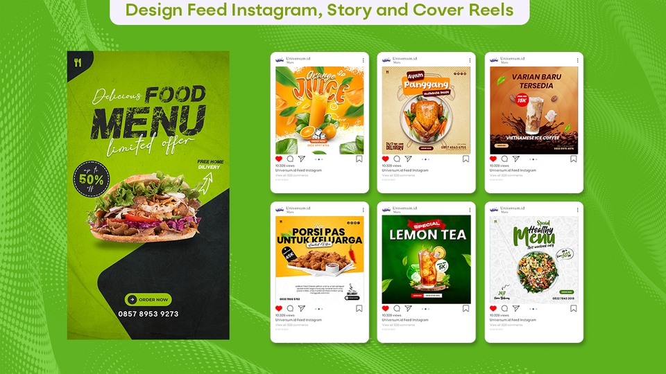 DESAIN FEED INSTAGRAM, INSTA STORY, COVER REELS - SOSIAL MEDIA BISNIS