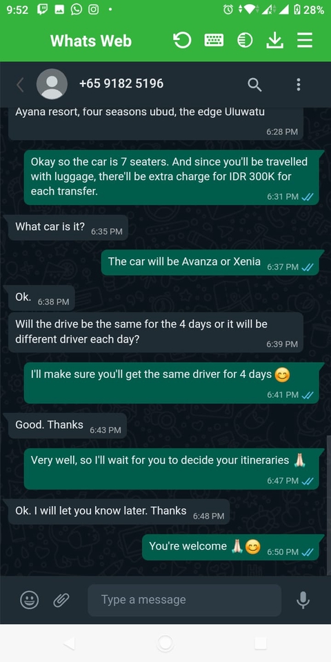 CUSTOMER SERVICE (WA/WEBSITE)