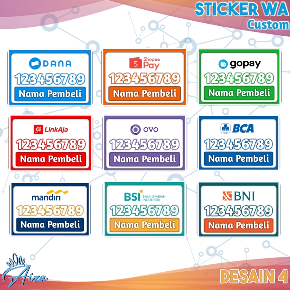 Jasa Custom Stiker Whatsapp Rekening Bank dan E-wallet
