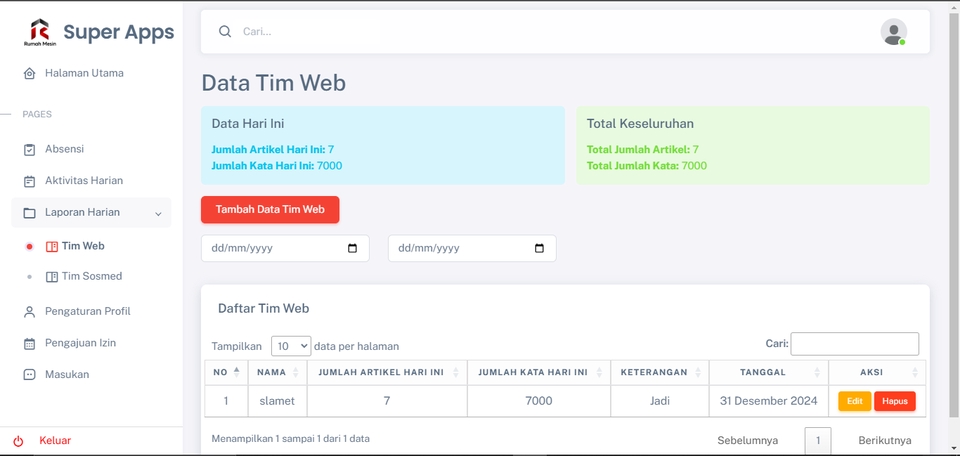Aplikasi Absensi Magang