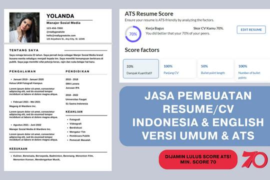 Jasa Review dan Pembuatan CV ATS & Non ATS (Indonesia & English)