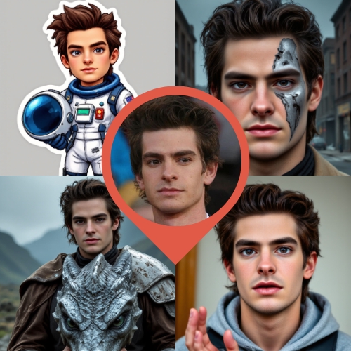 custom muka pakai ai character - realistic or unique style