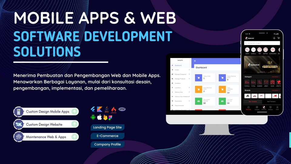 Jasa Pembuatan Aplikasi Android / iOS dengan Flutter / Java & Web Mobile (CI, Laravel)