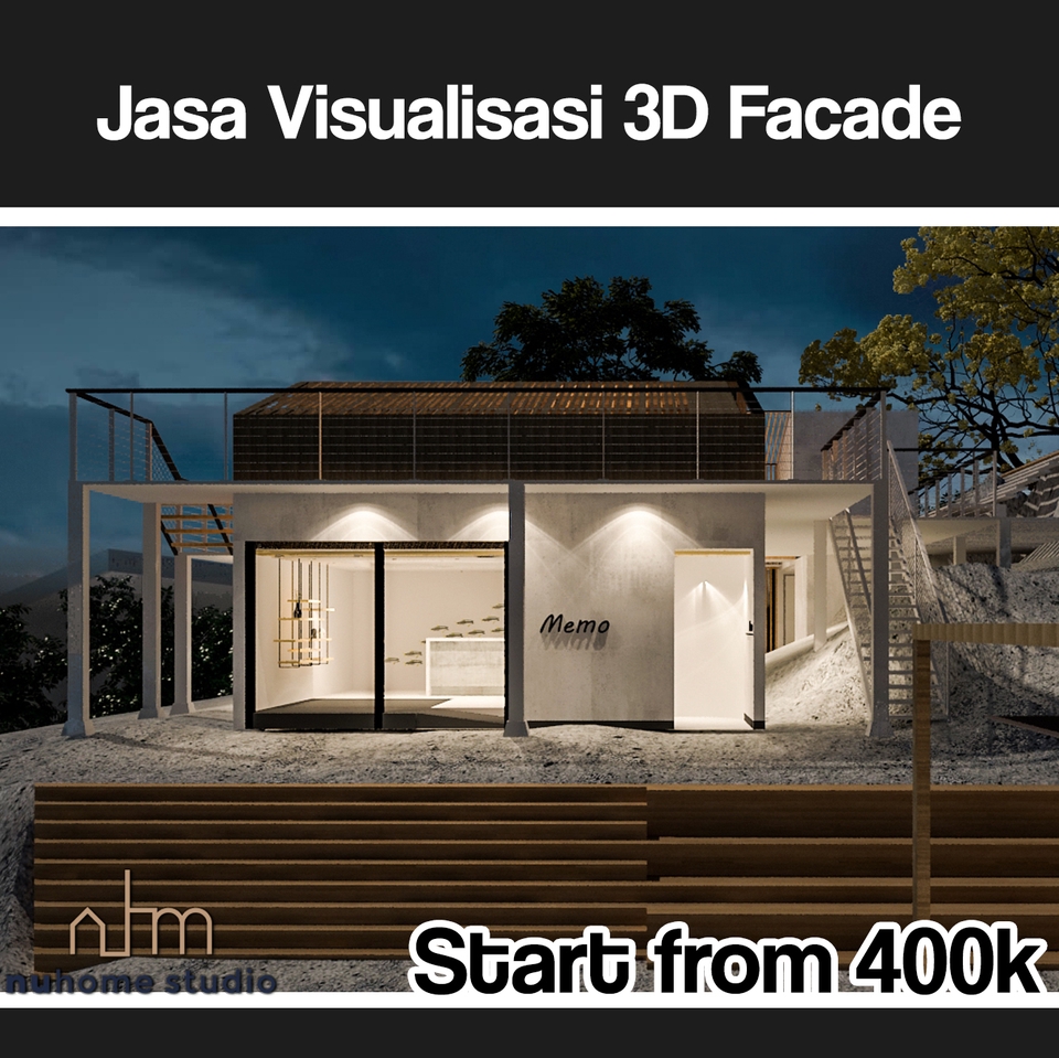 Visualisasi 3D Interior Ruangan dan Facade Bangunan