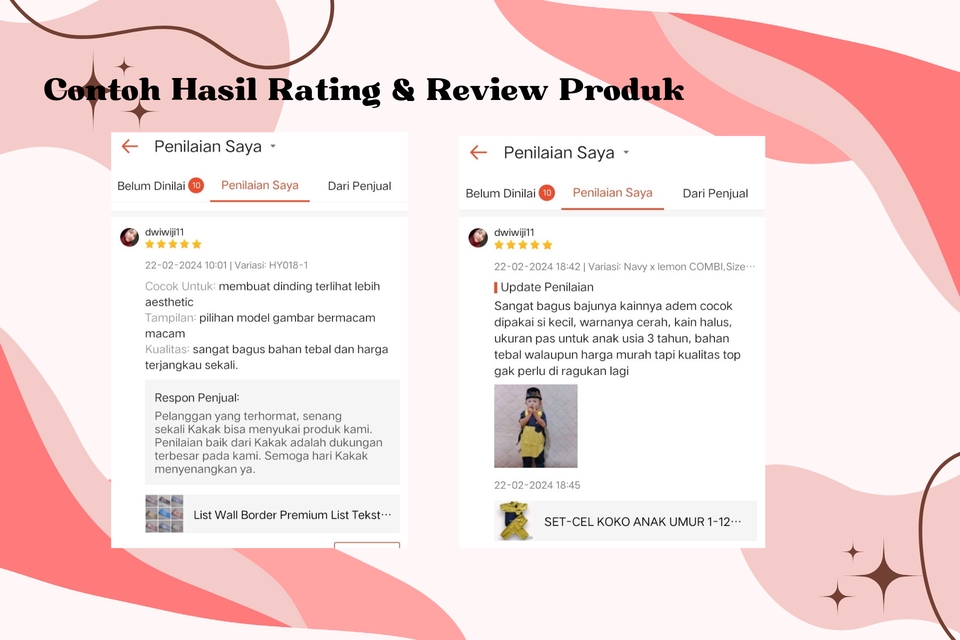 Jasa Pemberi Review positif pada semua akun e commerce