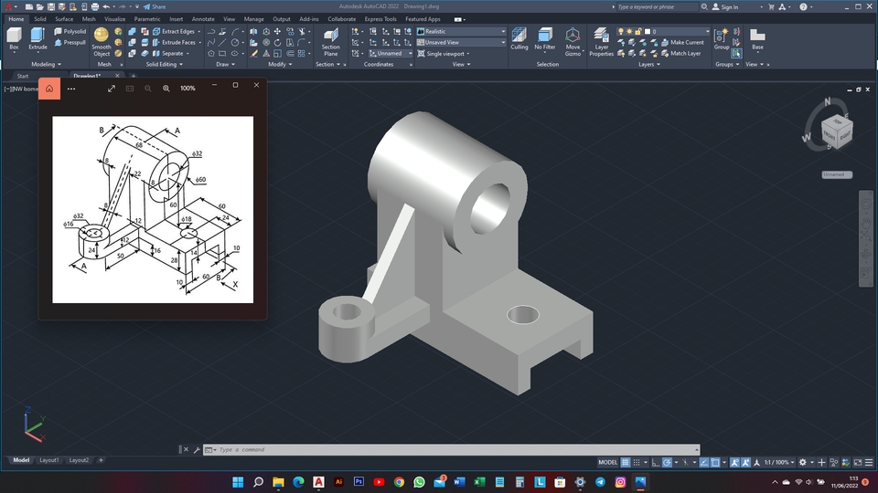 Membuat gambar teknik design 2D atau 3D di Auto CAD dalam 2 hari