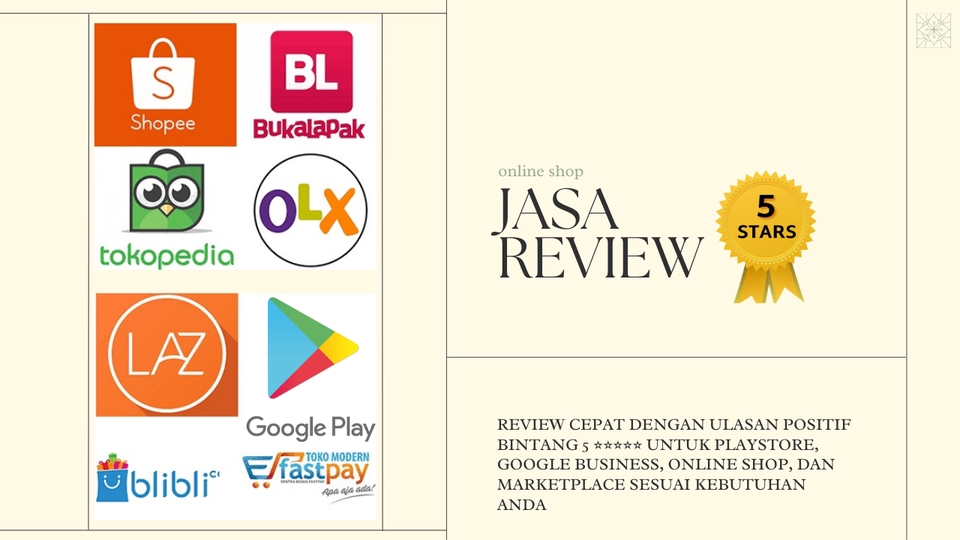 Review Bintang 5 Shopee dan Tokopedia
