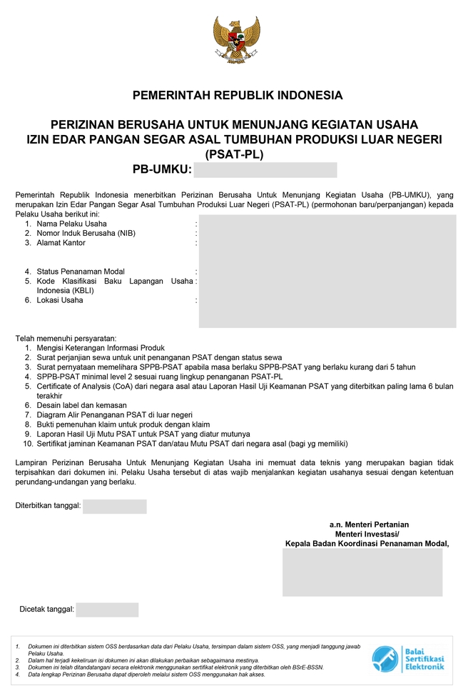 Konsultasi Perizinan Pangan (CPPOB, Izin Edar BPOM, PSAT Kementan ...