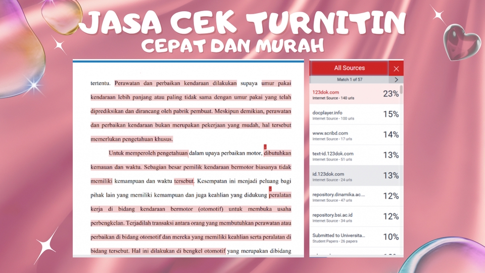 CEK TURNITIN CEPAT, AMAN DAN MURAH MULAI 6.000 Cek deskripsi!!